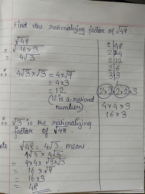 Math Notebooks Rationalizing Factor Byanupritashinde
