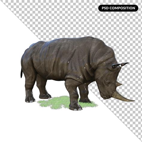 Premium Psd 3d Rhinoceros Illustration Rendering