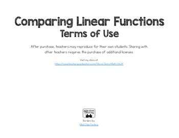 Comparing Linear Functions Activity By Jenn S Math Stuff TpT