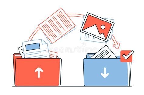 Illustration Of File Transfer Process Between Two Folders With Arrows Stock Illustration