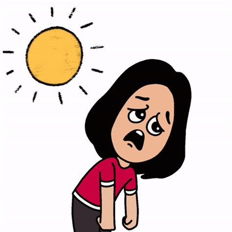 Heat Wave Exhausted Lady Cartoon 