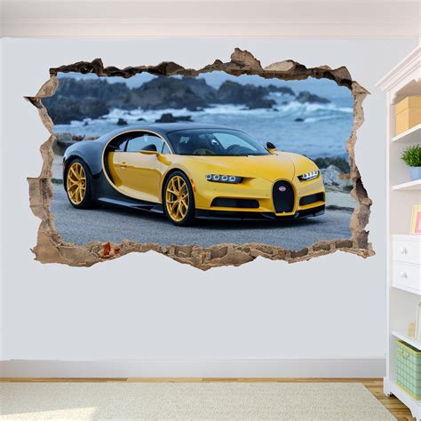 Super Sport Car Bugatti Chiron Wall Stickers 3d Effect Art Room Office