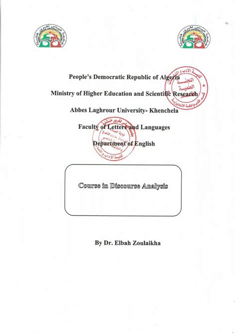 Pdf Course In Discourse Analysis