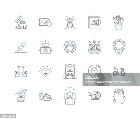 재미있는 릴렉스 라인 아이콘 컬렉션입니다 오락 환호 기쁨 편안함 즐거움 엔터테인먼트 경박함 벡터 및 선형 그림 행복 기쁨 웃음