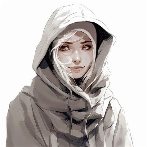 Illustration Of A Girl Wearing A Hoodie Sketch Style Created Ai