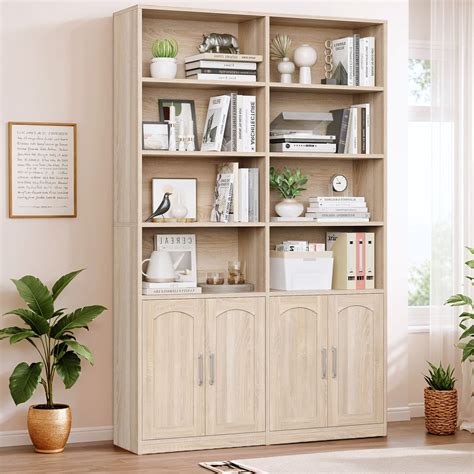 Homfa 73″ Tall Bookcases With Doors 8 Cubes 6 Tier Double Row