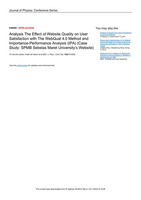 Pdf Analysis The Effect Of Website Quality On User Satisfaction With The Webqual 4 0 Method