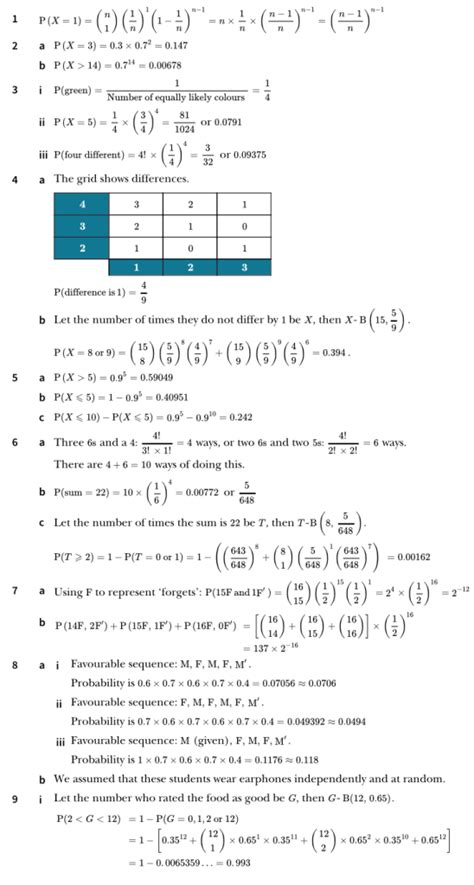 9709 S1 Binomial And Geometric Distributions Exercise 4 And Mixed