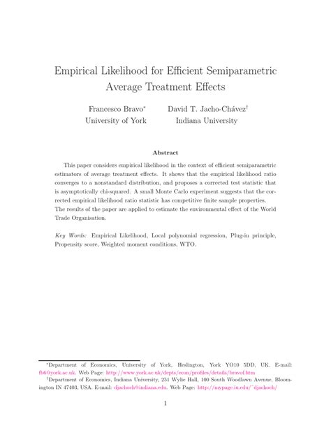 Pdf Empirical Likelihood For Efficient Semiparametric Average