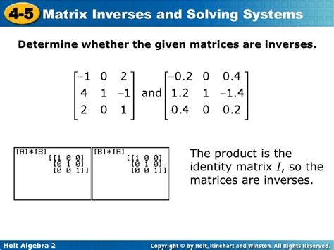 Ppt Inverse Matrices For Solving Equations Powerpoint Presentation Free Download Id 8748262