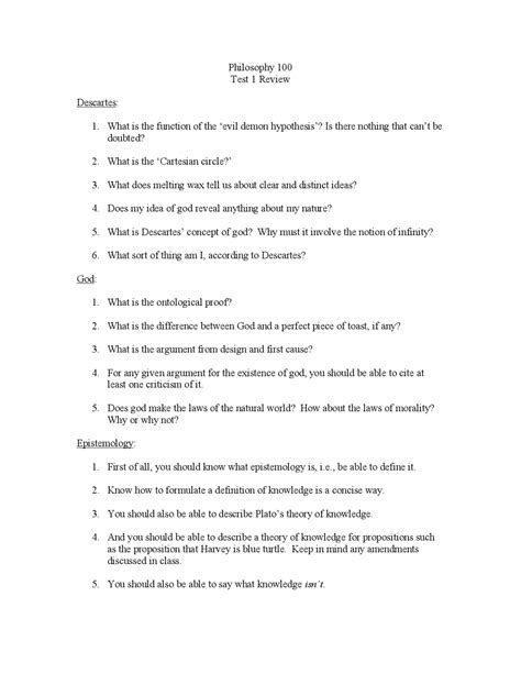 Test Review Introduction To Philosophy Phil 100 Docsity