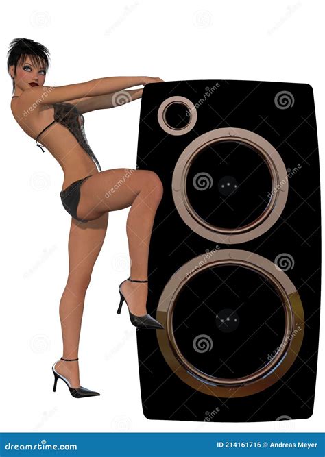 Woman Posing With A Music Speaker Stock Illustration Illustration Of Body Hair 214161716