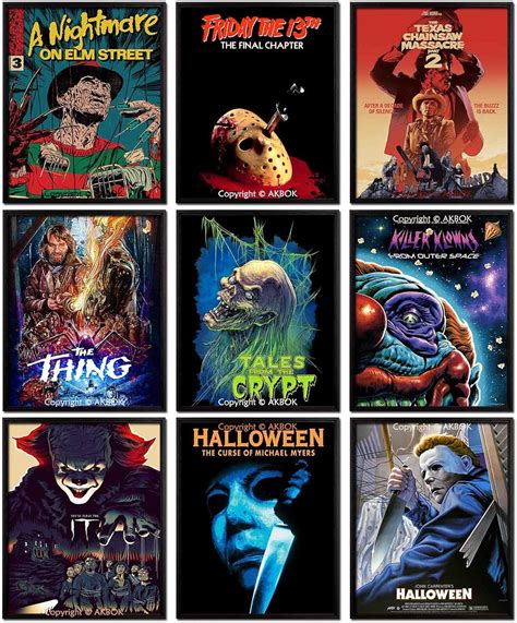 Akbok Vintage Horror Movie Posters Set Classic Scary Movie Art Prints