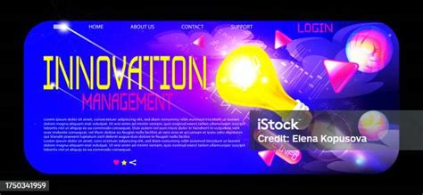 만화 스타일의 스타트업 아이디어와 혁신 관리 개념 추상적인 공간 배경에 날아다니는 전구를 태우고 있다 텍스트를 위한 장소가 있는