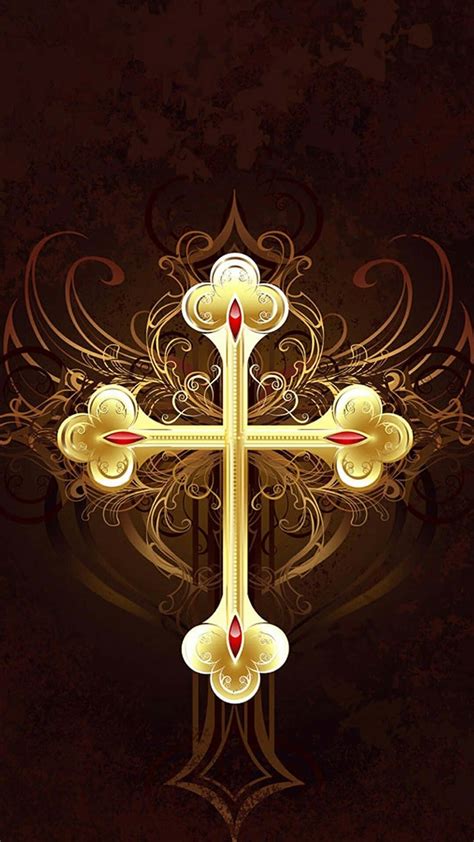 Download A Gold Cross On A Dark Background Wallpaper