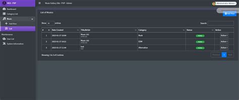 Music Gallery Site Using PHP And MySQL Database Free Source Code