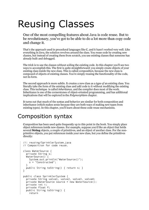 Thinking In Java 4th Edition Reusing Classes One Of The Most Compelling Features About Java Is