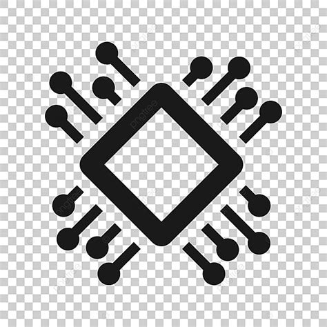 Flat Computer Cpu Icon On Circuit Board Vector Isolated Background Vector Electronics Tech