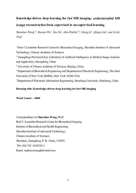 Pdf Knowledge Driven Deep Learning For Fast Mr Imaging Undersampled