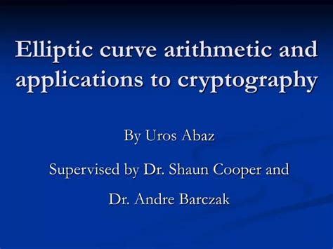 ppt elliptic curve arithmetic and applications to cryptography