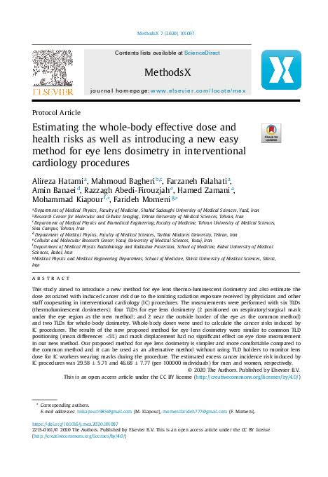 Pdf Estimating The Whole Body Effective Dose And Health Risks As Well As Introducing A New