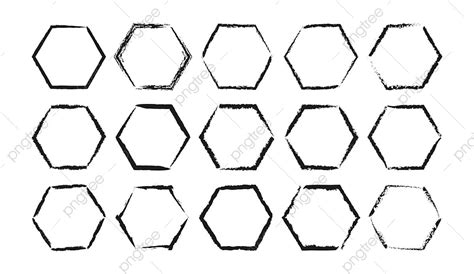 Torn Edges Frame Vector Hd Images Set Of Hand Drawn Hexagonal Frames