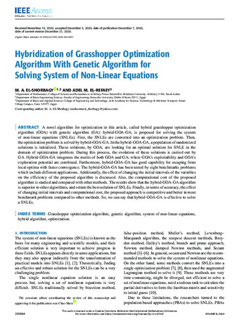 Pdf Hybridization Of Grasshopper Optimization Algorithm With Genetic Algorithm For Solving