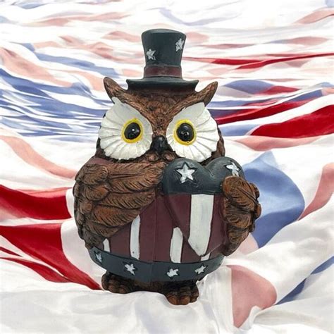 N A Art Patriotic Owl Figurine For July 4th Independence Day