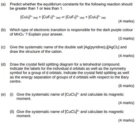 Solved A Predict Whether The Equilibrium Constants For The