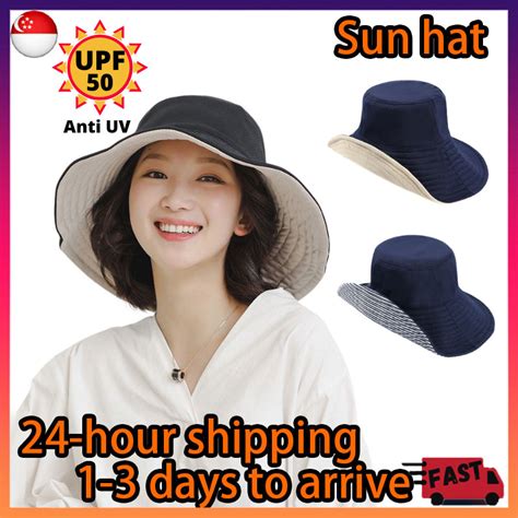 Sg Stock Sun Hat Bucket Hat Women Reversible Bucket Hat Unisex Summer