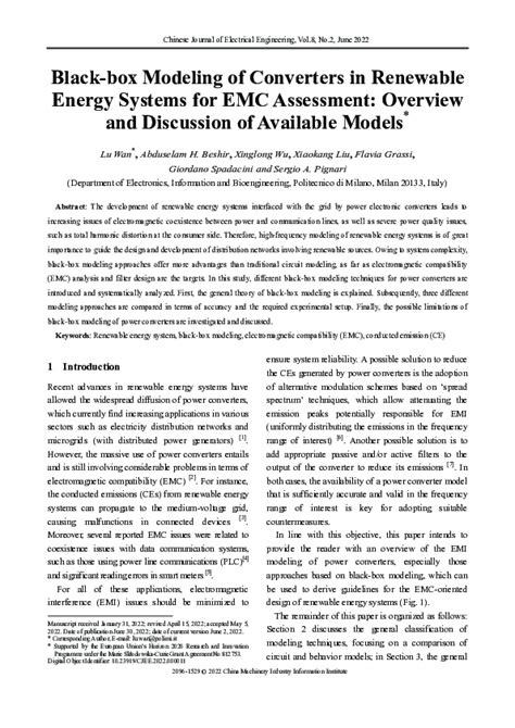 Pdf Black Box Modeling Of Converters In Renewable Energy Systems For Emc Assessment Overview