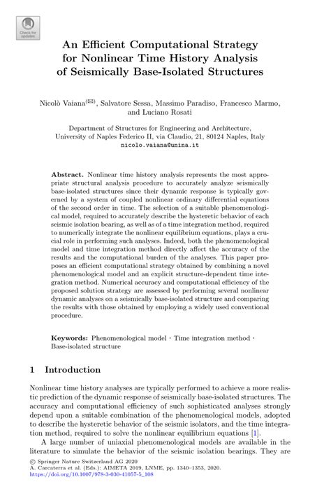 Pdf An Efficient Computational Strategy For Nonlinear Time History Analysis Of Seismically