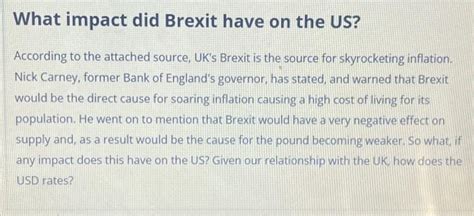 Solved What Impact Did Brexit Have On The Us According To