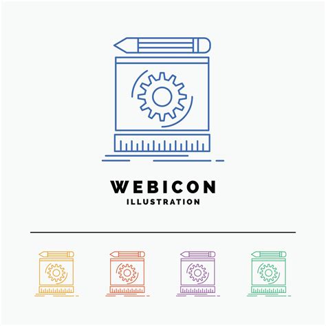 Draft Engineering Process Prototype Prototyping 5 Color Line Web Icon Template Isolated On