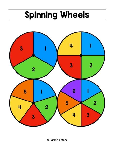 Spinner Template Rainbow Primary Colors For Math And Reading Activities And Board Games Etsyde