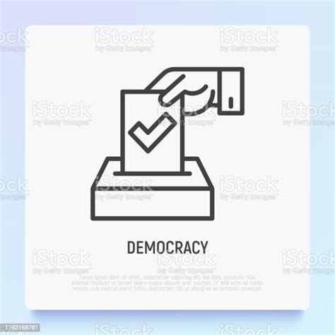 민주주의 얇은 라인 아이콘 손상자에 진드기와 투표를 넣습니다 선거의 현대 벡터 그림입니다 아이콘에 대한 스톡 벡터 아트 및 기타 이미지 Istock