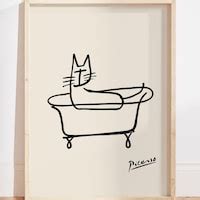 Picasso Cat Line Art Print Museum Exhibition Poster Etsy