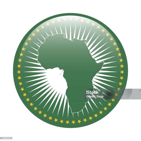 아프리카 연합의 국기입니다 아프리카 연합 국기입니다 아프리카 연합 서클 플래그입니다 플래그 아이콘입니다 표준 색상 원 아이콘