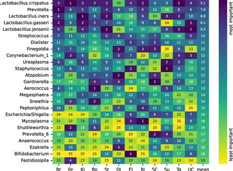 The Feature Importance Ranking For Genus Level Taxonomic Features Download Scientific Diagram