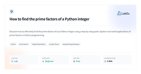 How To Find The Prime Factors Of A Python Integer Labex
