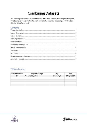 Data Science Combining Datasets Teaching Resources