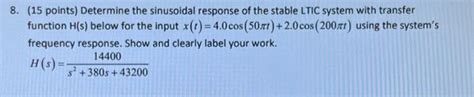Solved 8 Determine The Sinusoidal Response Of The Stable
