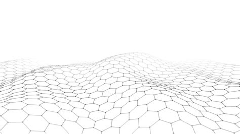 premium vector abstract hexagon white wave with moving dots and lines