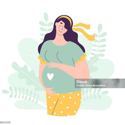 아름다운 귀여운 임산부 임신 계획의 개념 수정 임신 성공적인 모성 플랫 벡터 문자 가족에 대한 스톡 벡터 아트 및 기타 이미지