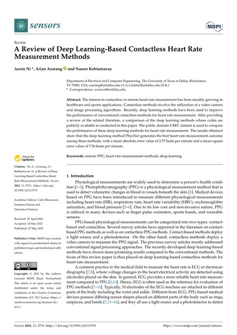 Pdf A Review Of Deep Learning Based Contactless Heart Rate Measurement Methods