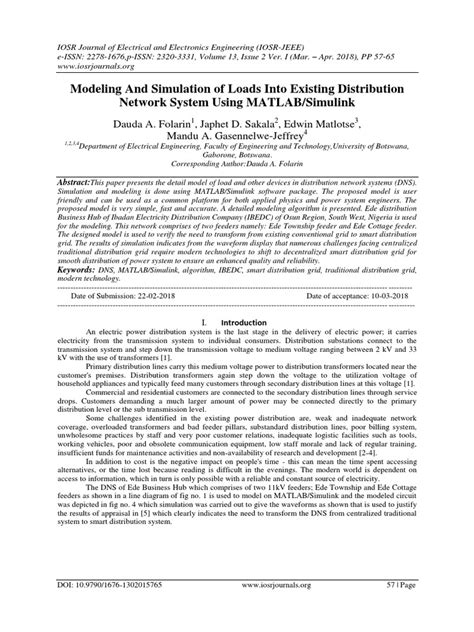 Modeling And Simulation Of Loads Into Existing Distribution Network
