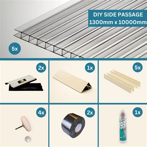 Diy Package Clear Multiwall Polycarbonate Side Passage 1300mm X 1000