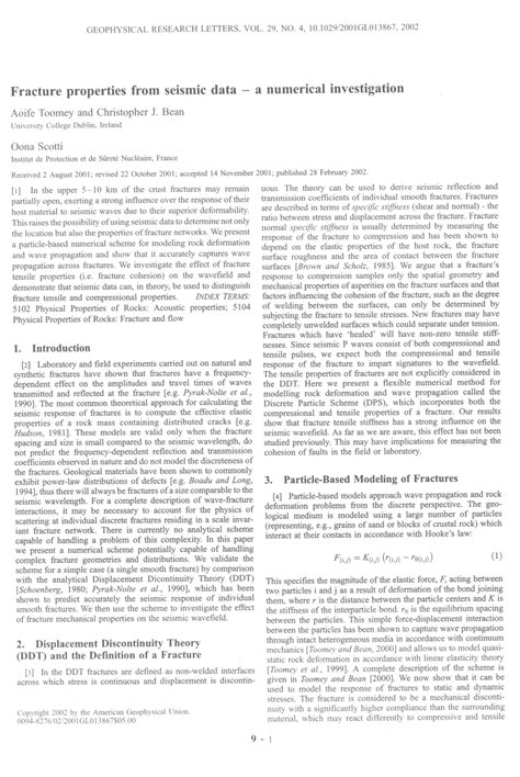 Pdf Fracture Properties From Seismic Data A Numerical Investigation