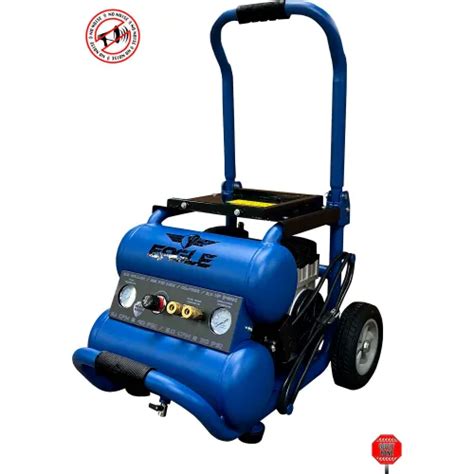 Eagle™ Portable Air Compressor W Wheels 2 Hp 5 Gallon Capacity Side