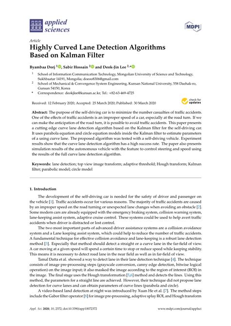 Pdf Highly Curved Lane Detection Algorithms Based On Kalman Filter